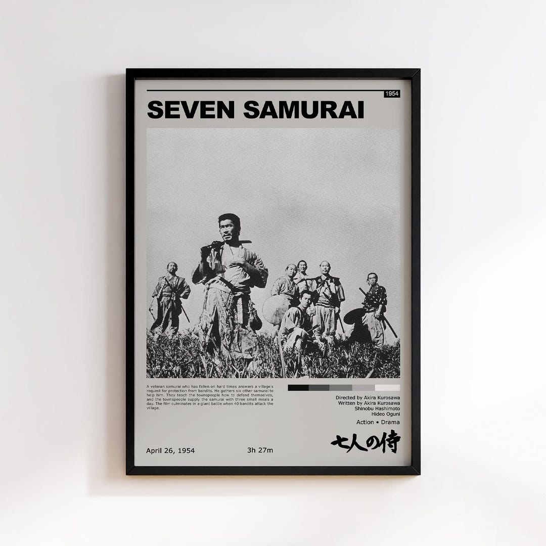Seven Samurai Movie Poster Printable Poster Film Poster Digital Art ...