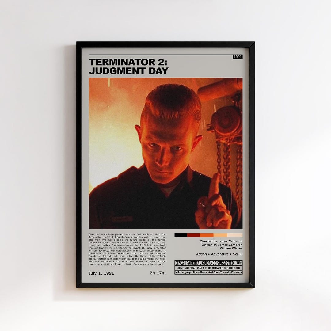 Terminator 2 Judgment Day Movie Poster Printable Poster Film Poster