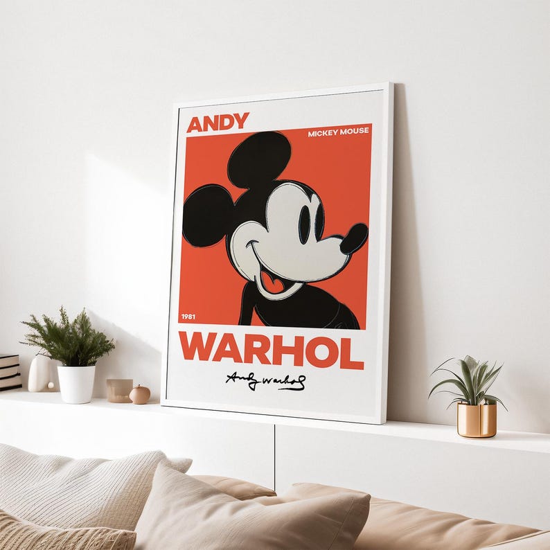 Andy Warhol Mickey Mouse Download Print, Vintage Colorful Poster, Retro ...