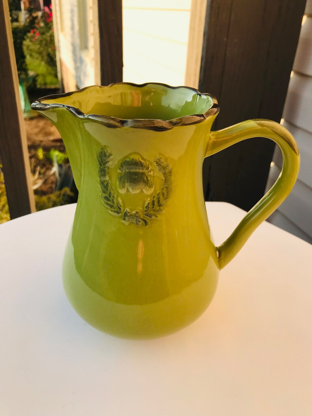 Bumble Bee Collection Pitcher Vintage Home Essentials Green Vase Tea ...