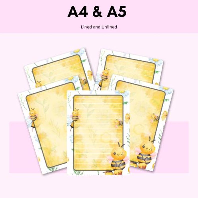 Printable Honeybee Stationery Cute Bee Letter Writing Paper A4, A5 ...