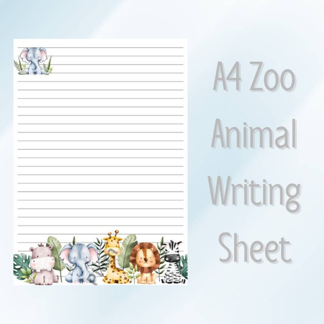 A4 Zoo Animal Writing Sheet - Etsy