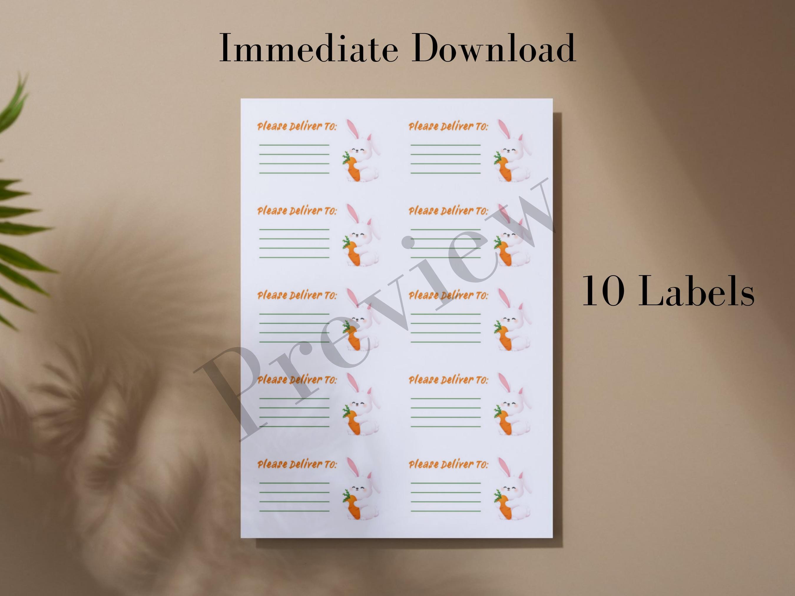 Printable Rabbit Shipping Labels | Cute Bunny-themed Shipping Stickers ...