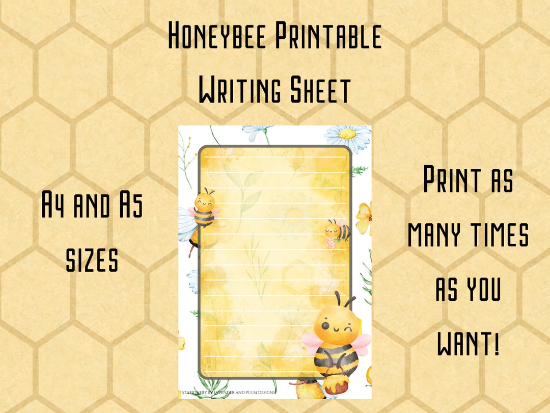 Honeybee Printable Writing Sheets - Etsy