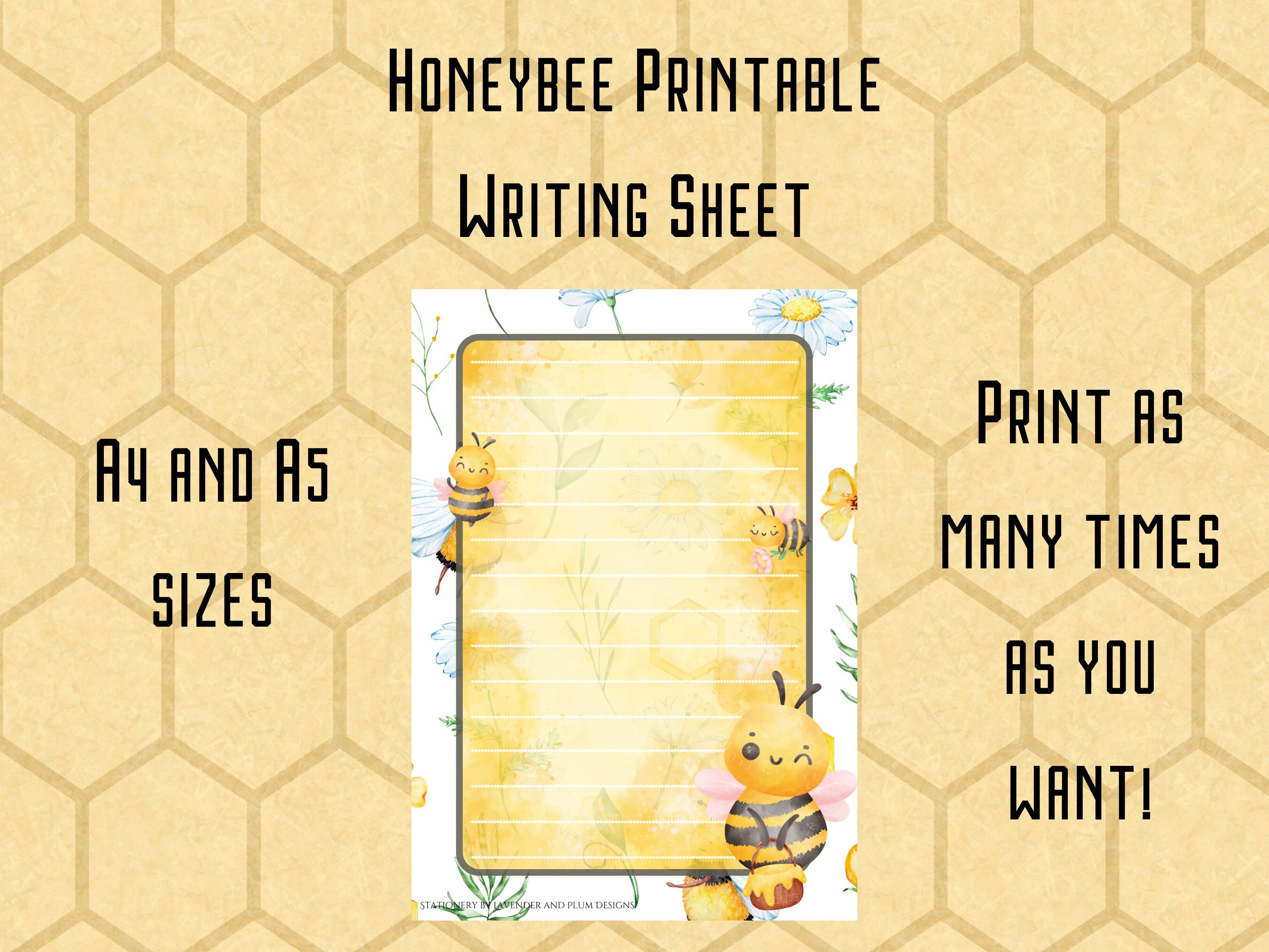 Honeybee Printable Writing Sheets - Etsy