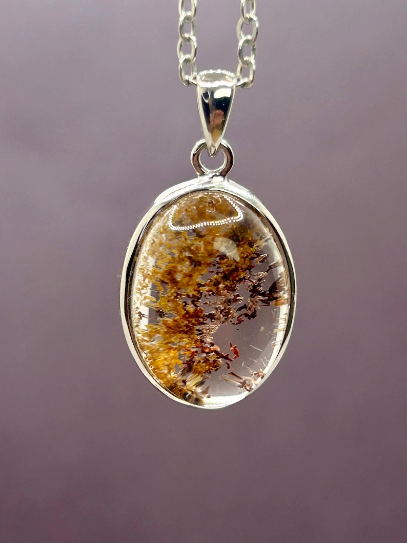 Lodolite Garden Quartz Pendant, Scenic Crystal Necklace, Natural ...