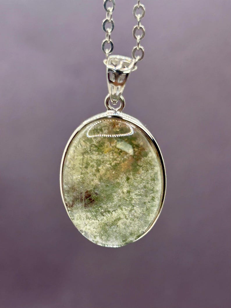 Lodolite Garden Quartz Pendant, Scenic Crystal Necklace, Natural ...