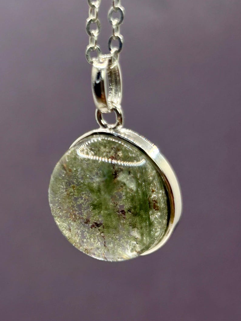 Lodolite Garden Quartz Pendant, Scenic Crystal Necklace, Natural ...