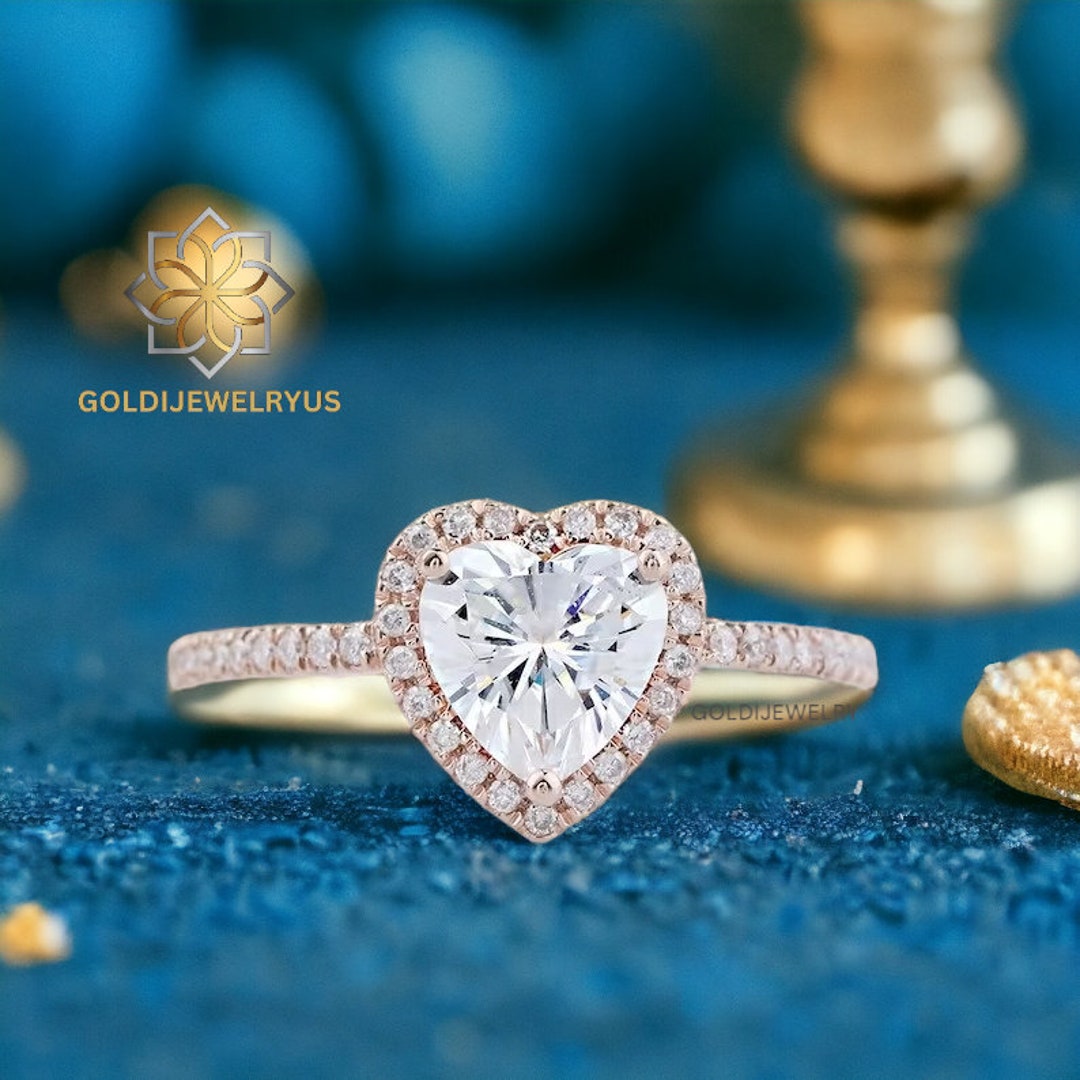 1.10 CT Heart Cut Engagement Ring/ Heart Shape Moissanite Ring/ Forever ...