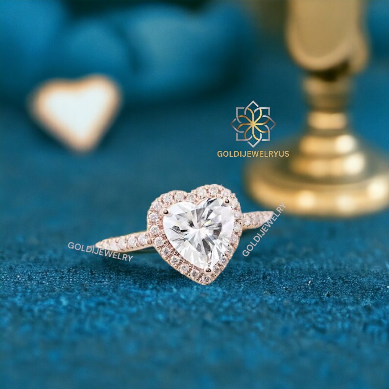 1.10 CT Heart Cut Engagement Ring/ Heart Shape Moissanite Ring/ Forever ...