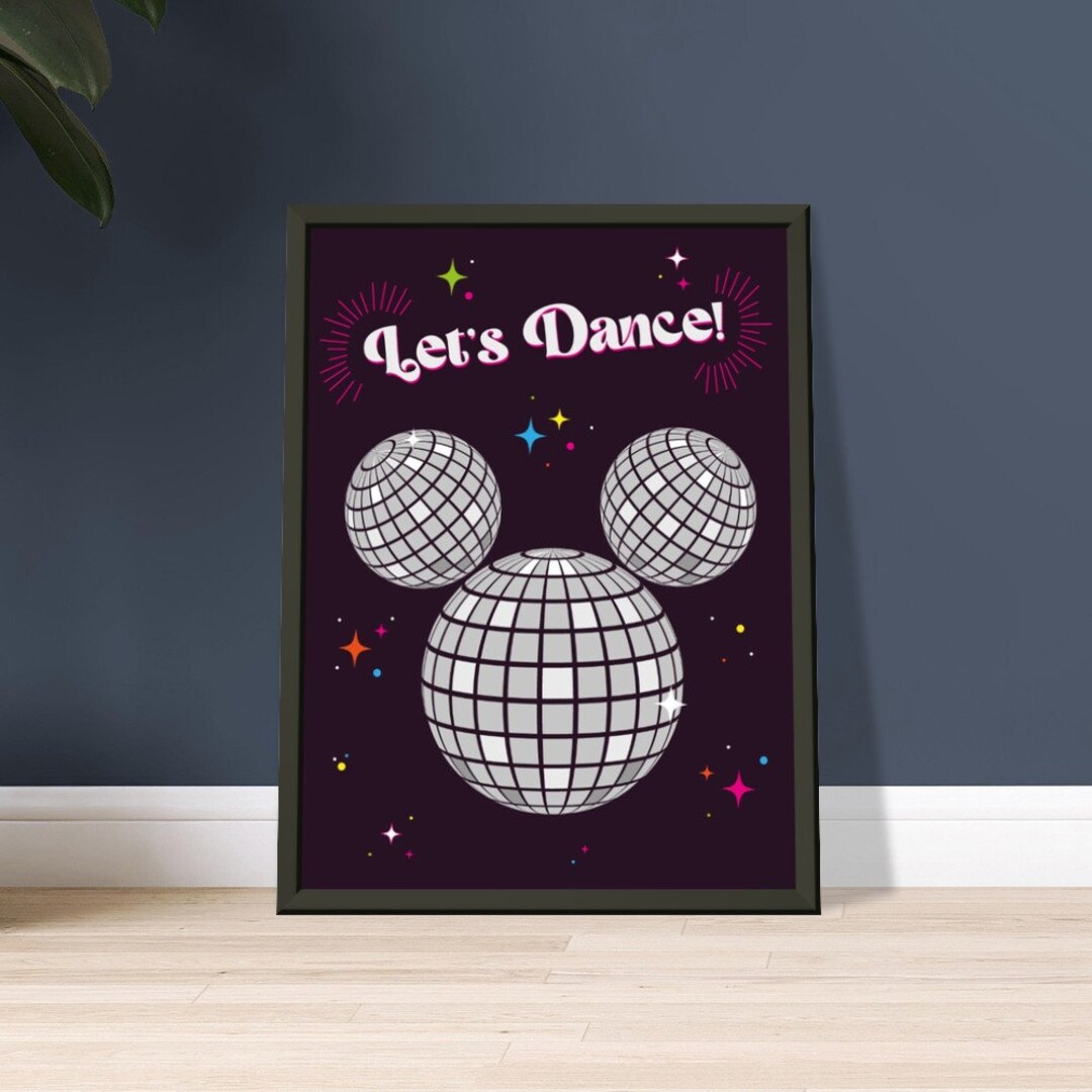 Disney Wall Art Retro Shiny Mickey Mouse Discoball Design Print Disney ...