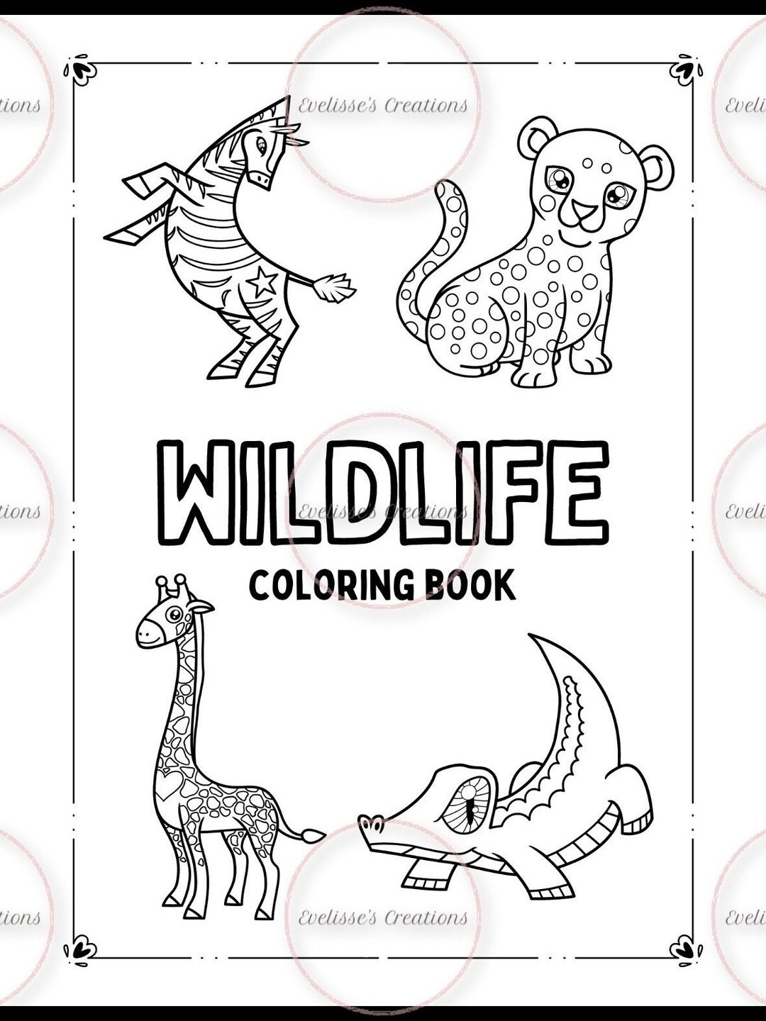 Wildlife Coloring 10 Pgs Various Animals (zebra, Chameleon, Alligator ...