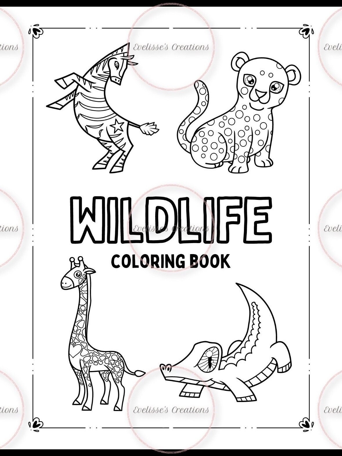 Wildlife Coloring 10 Pgs Various Animals (zebra, Chameleon, Alligator ...