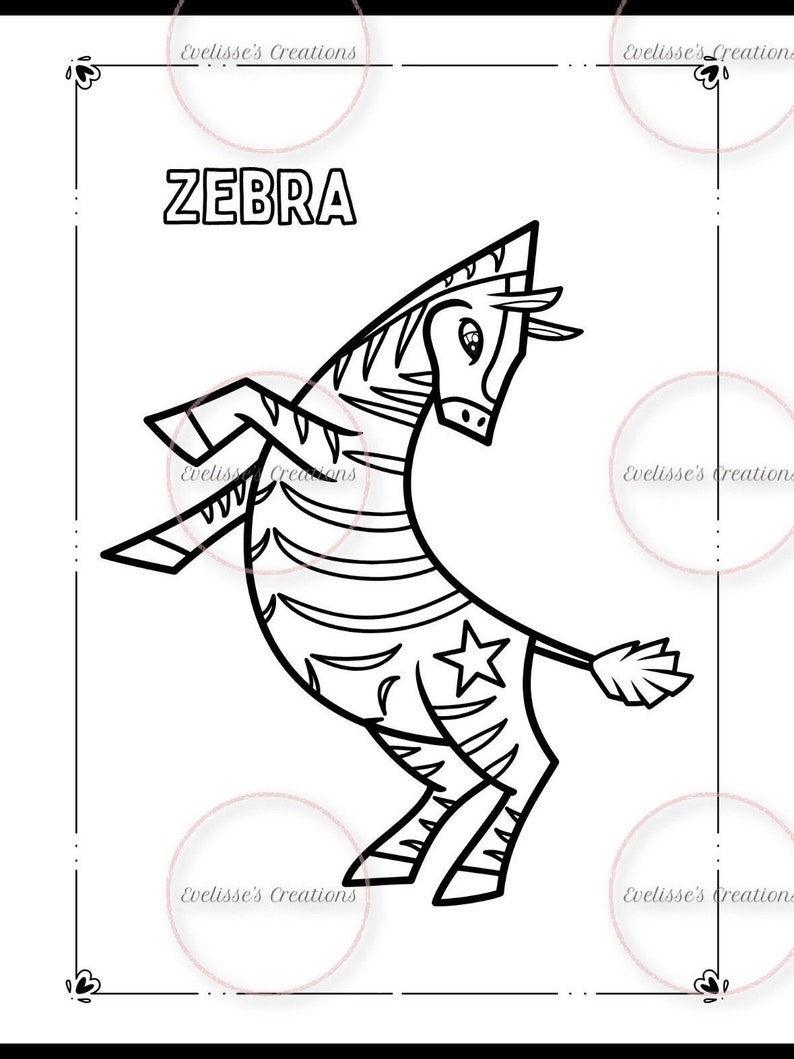 Wildlife Coloring 10 Pgs Various Animals (zebra, Chameleon, Alligator ...