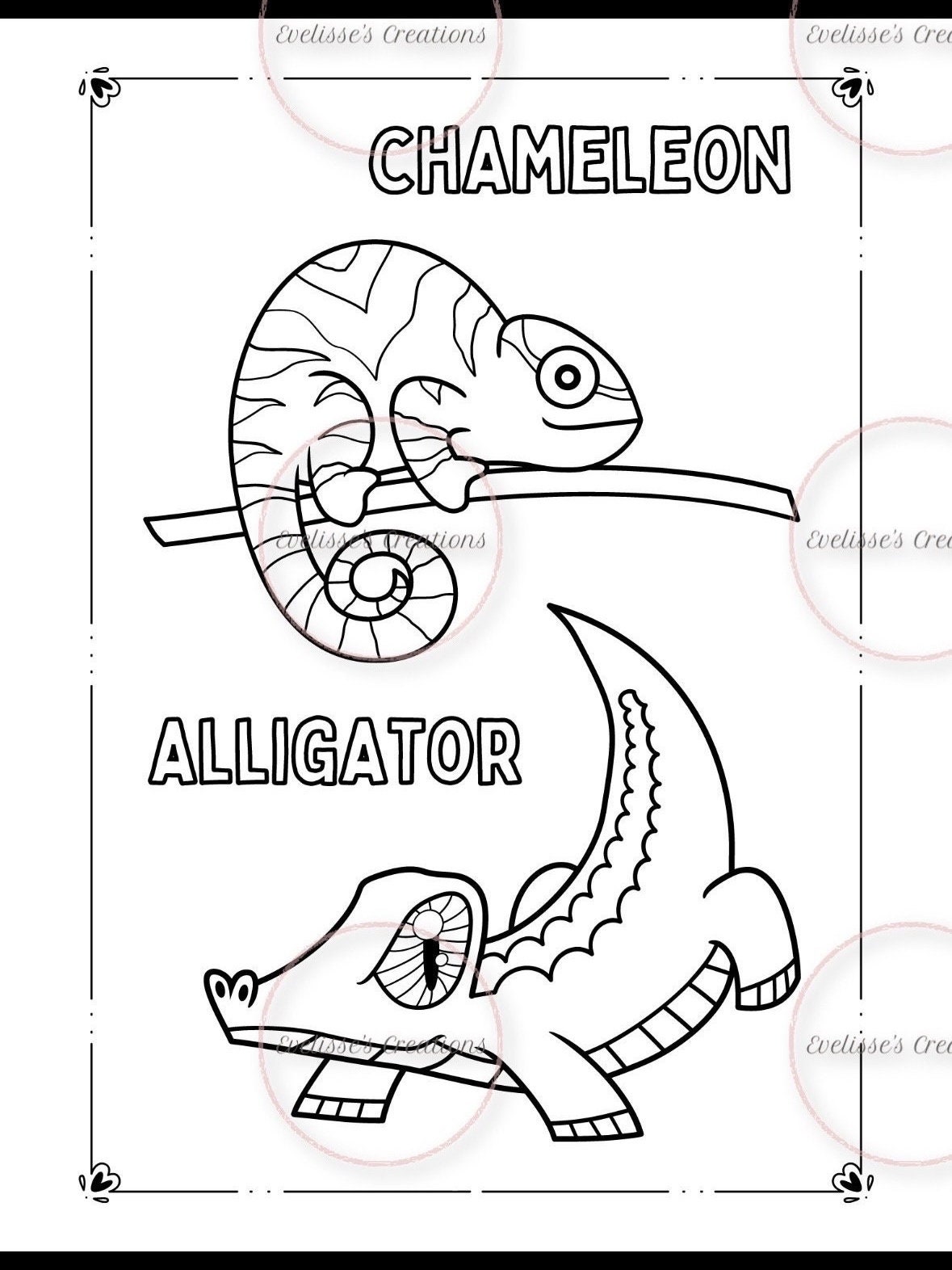 Wildlife Coloring 10 Pgs Various Animals (zebra, Chameleon, Alligator ...