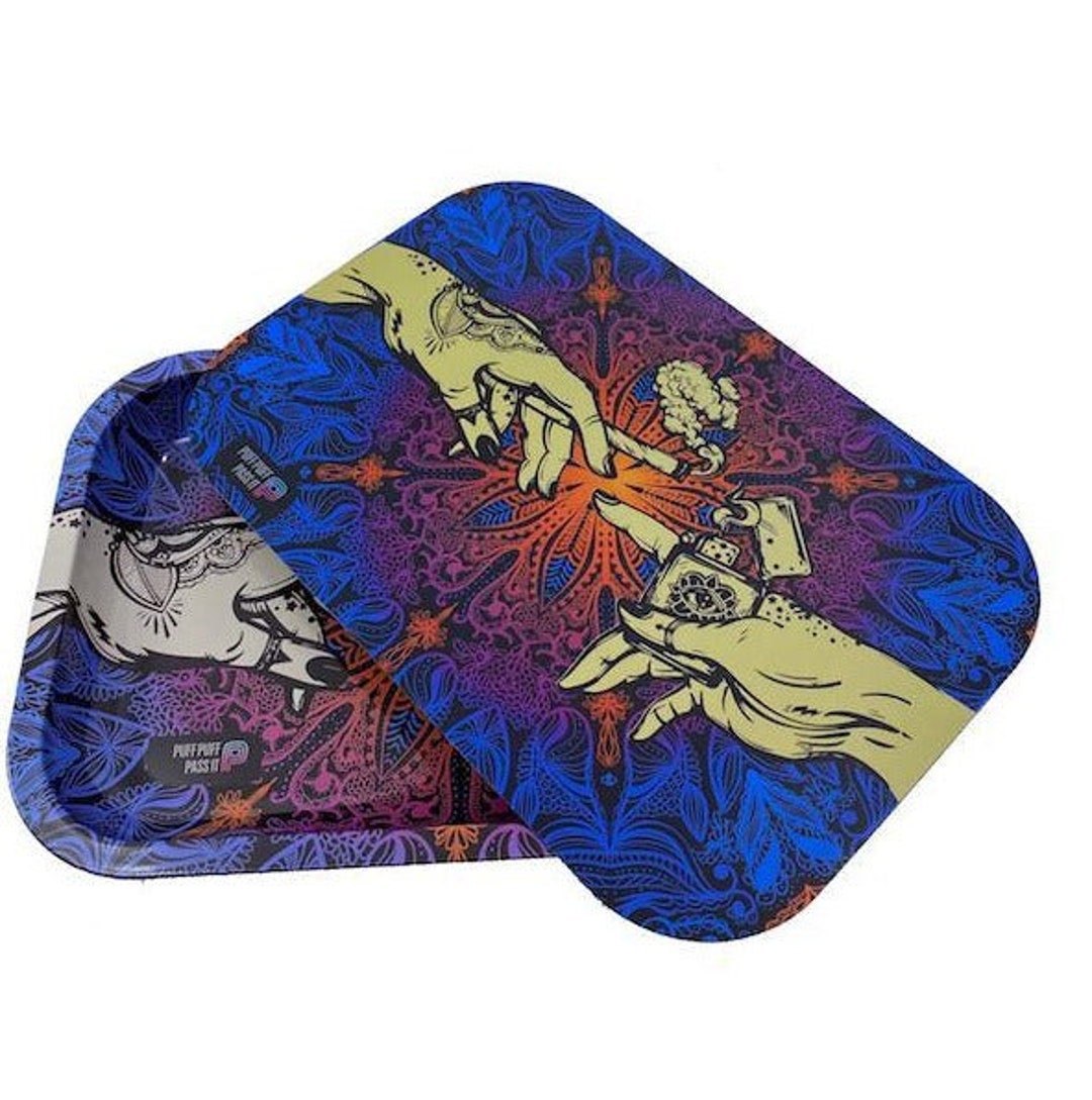 Puff & Pass Metal Tray W/ Magnetic Lid Blue - Etsy