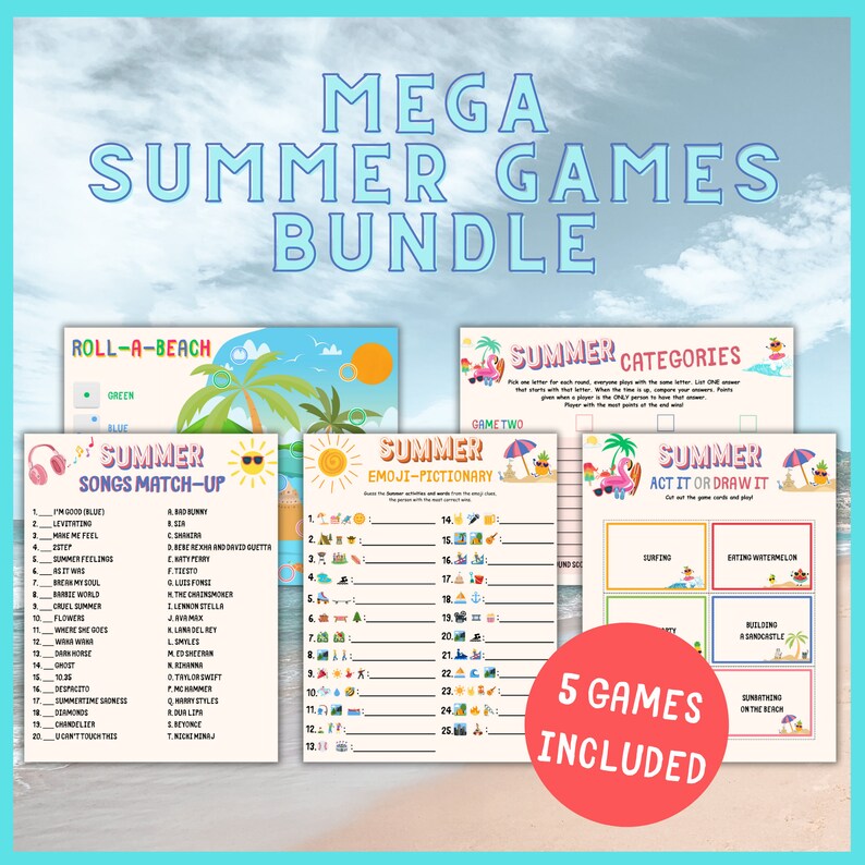 Mega Summer Games Bundle | 5 Games | Summer Pictionary, Scattergories ...