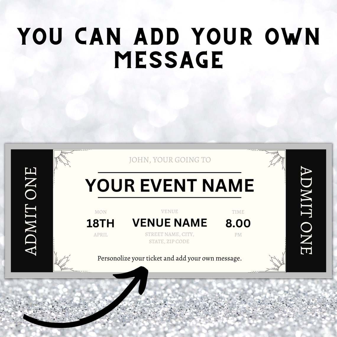 Elevate Your Event With Our Editable Silver Event Ticket Template ...