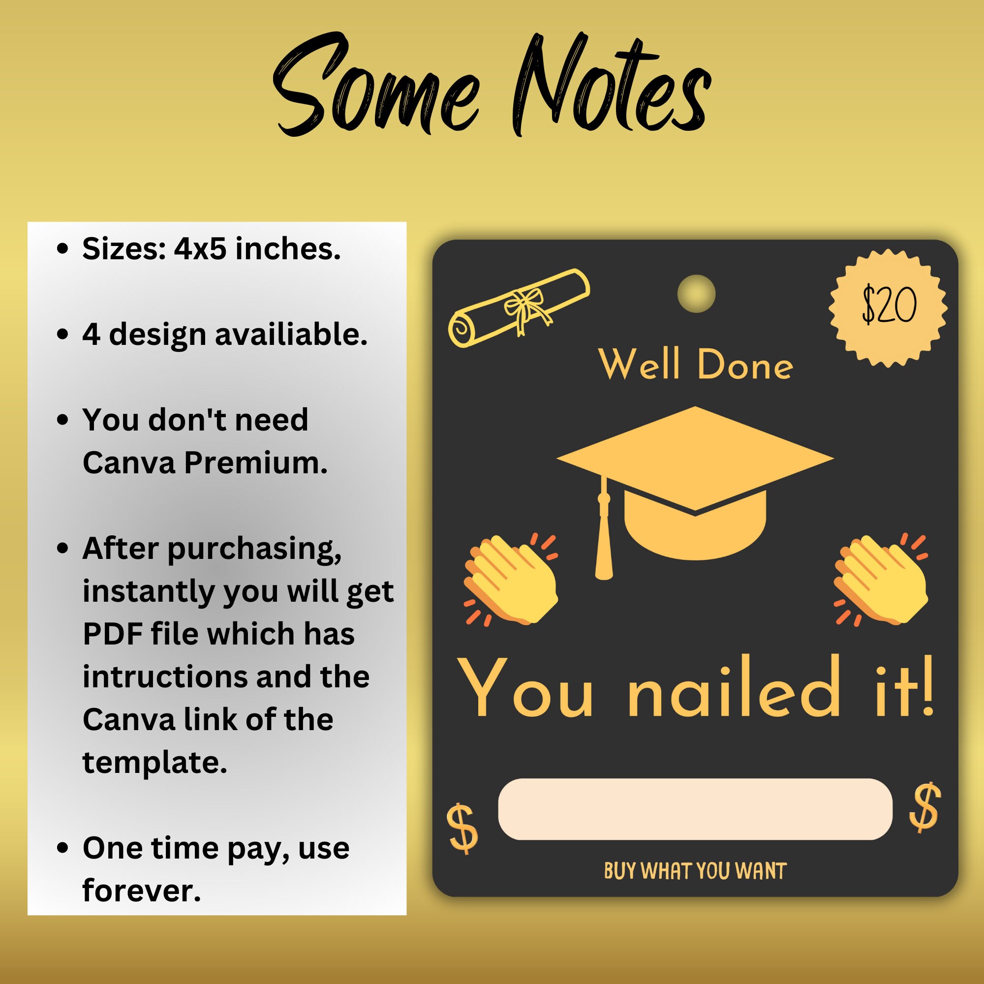 Editable Graduation Money Cards Card Holder Templates 4 - Etsy