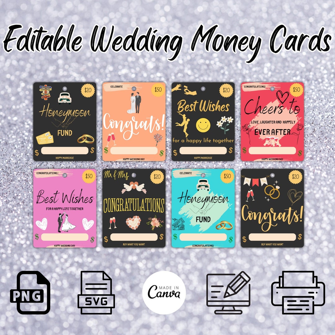 Editable Wedding Money Card Templates Cards Holder Bundle - Etsy