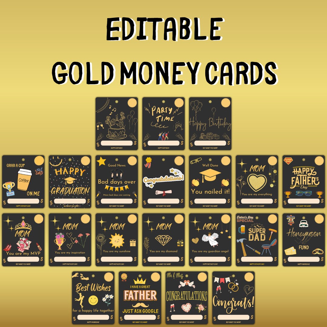 Mega Editable Money Card Holder Template Bundle | Birthday, Father's ...
