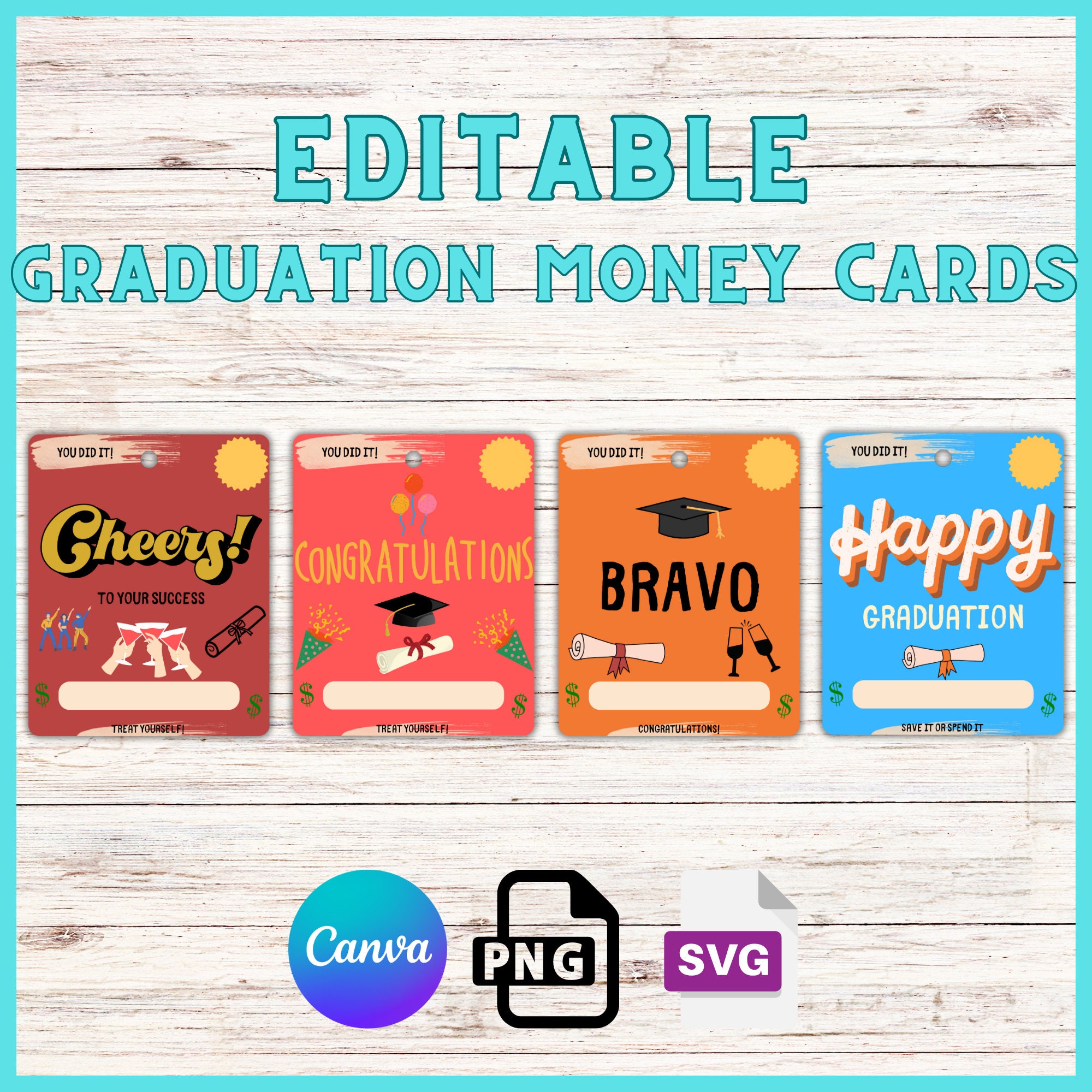 Editable Graduation Money Card Holders Gift Idea Collage - Etsy