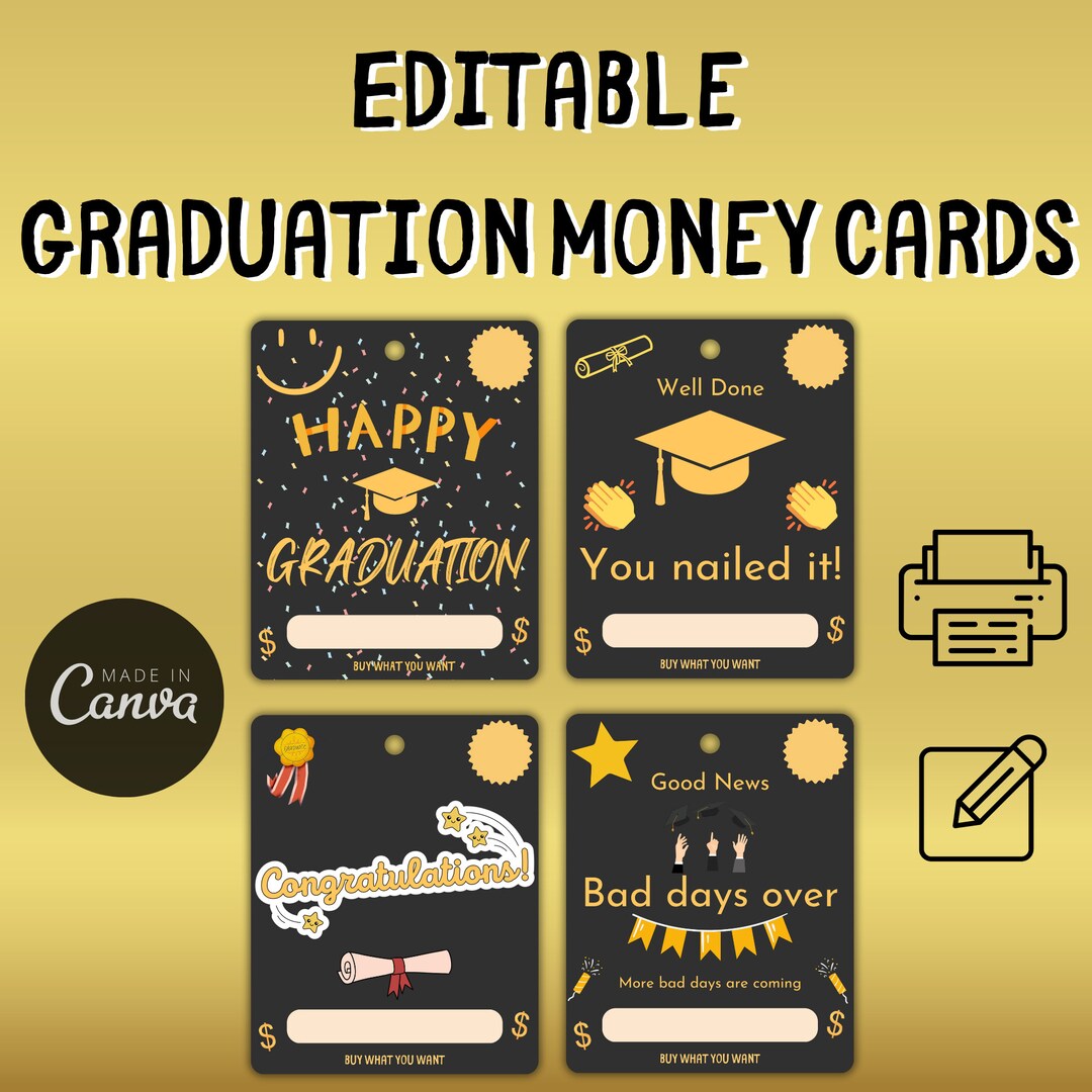 Editable Graduation Money Cards Card Holder Templates 4 - Etsy