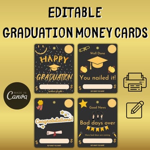 Editable Graduation Money Cards Card Holder Templates 4 - Etsy