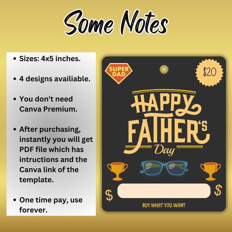 Editable Father's Day Money Card Holder Template Gift Cards for DAD PNG ...
