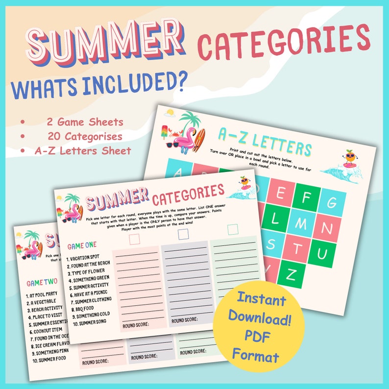 Mega Summer Games Bundle | 5 Games | Summer Pictionary, Scattergories ...