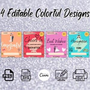 Editable Wedding Money Card Templates Cards Holder Bundle PNG & SVG ...