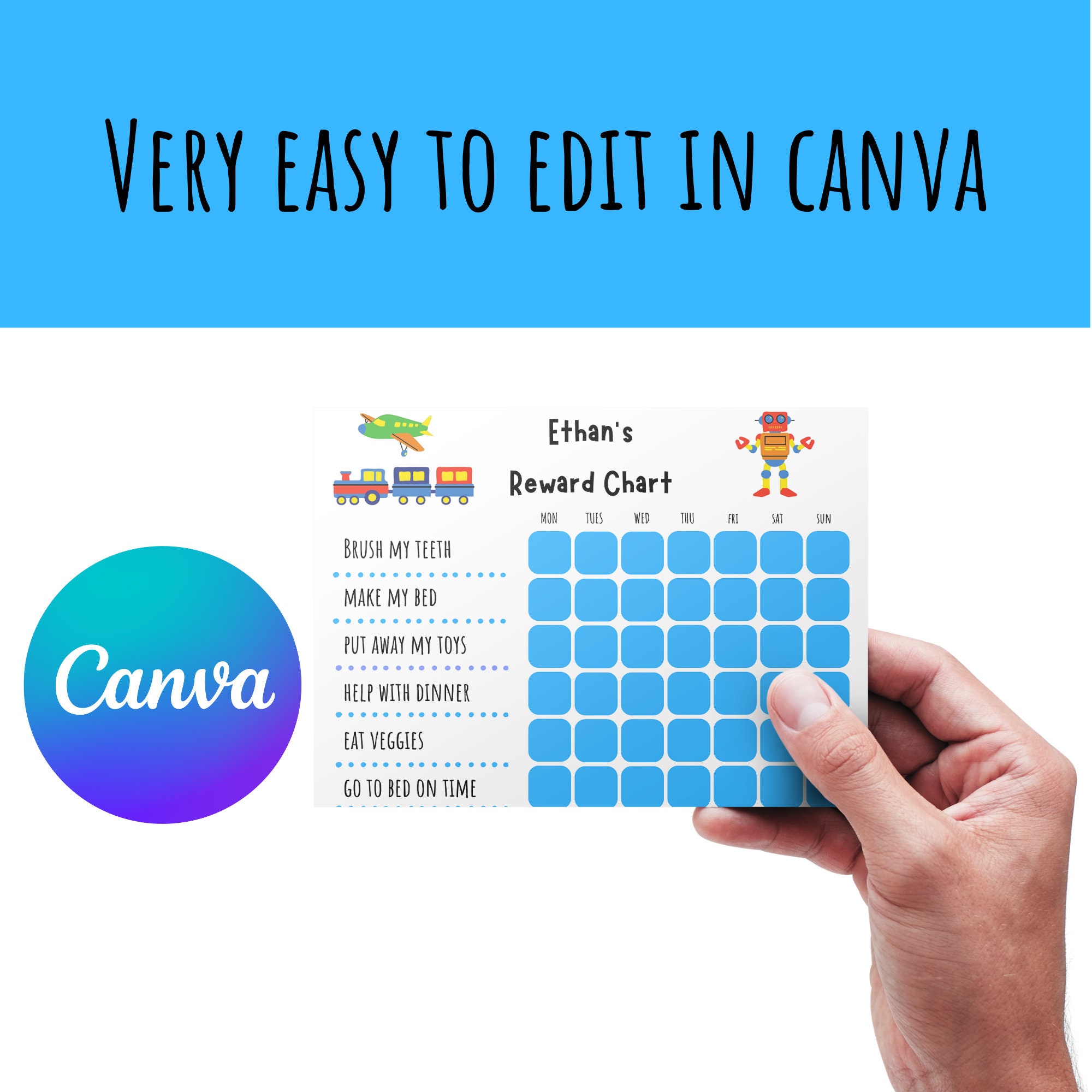 Create Personalized Reward Charts for Your Kids | Editable Template ...
