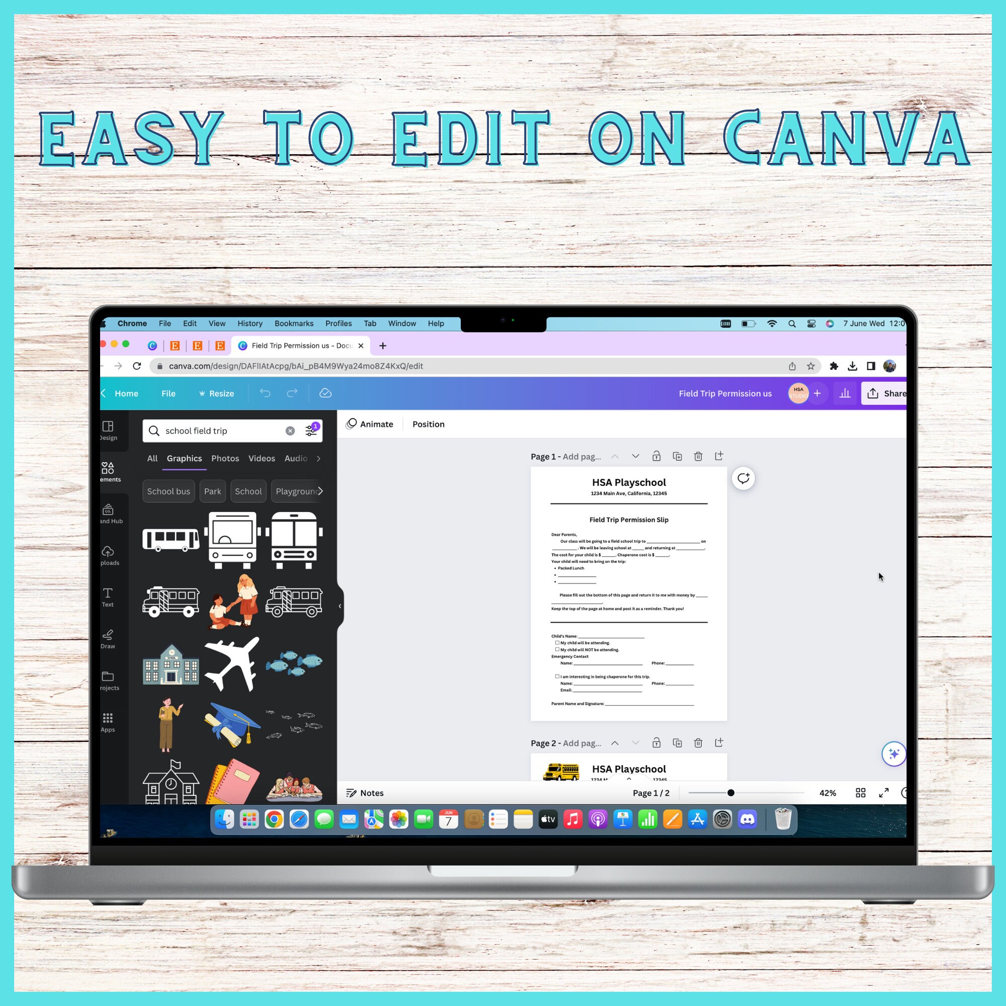 Editable Field Trip Permission Slip for Schools | Instant Download and ...