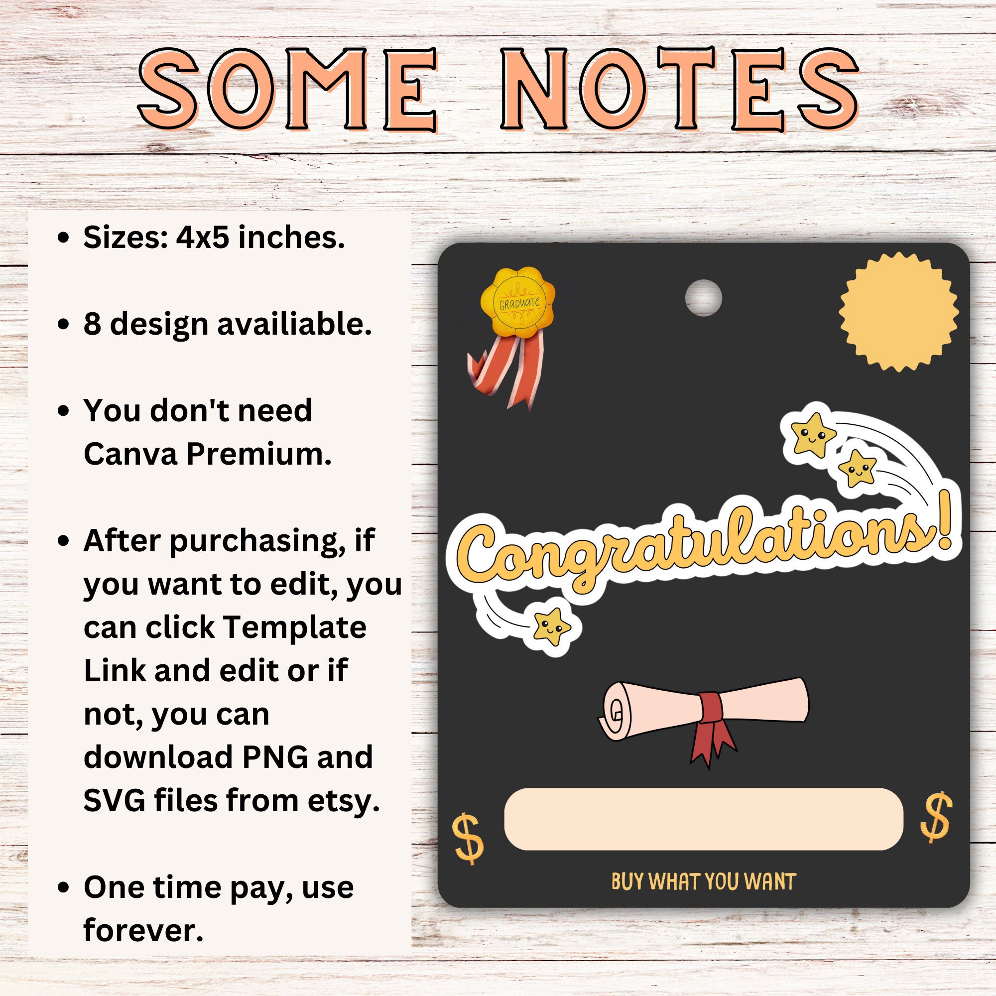 Editable Graduation Money Card Templates Bundle Cards Holder PNG & SVG ...