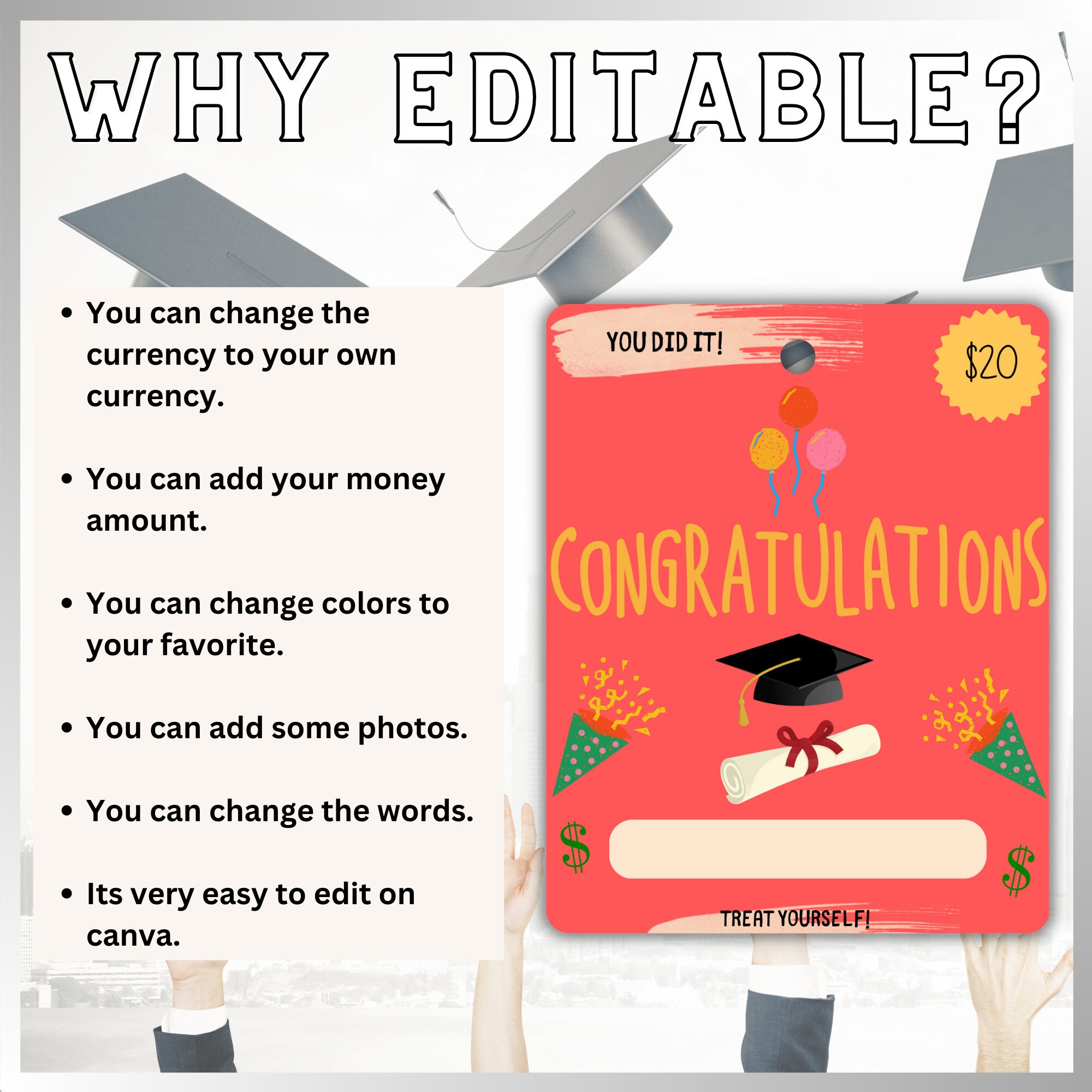 Editable Graduation Money Card Holders Gift Idea Collage - Etsy
