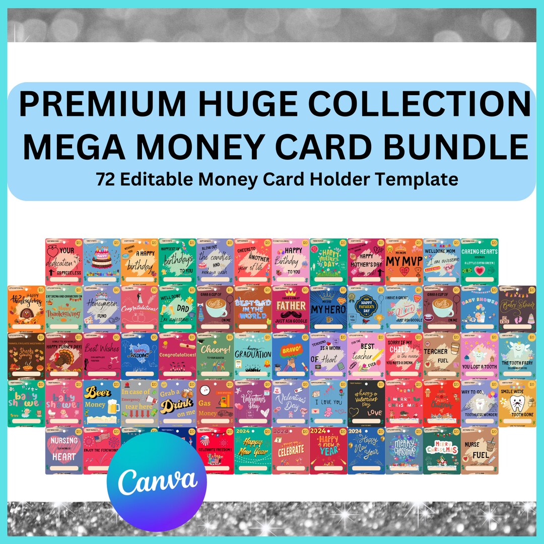 Premium Mega 72 Designs Money Card Bundle Birthday - Etsy