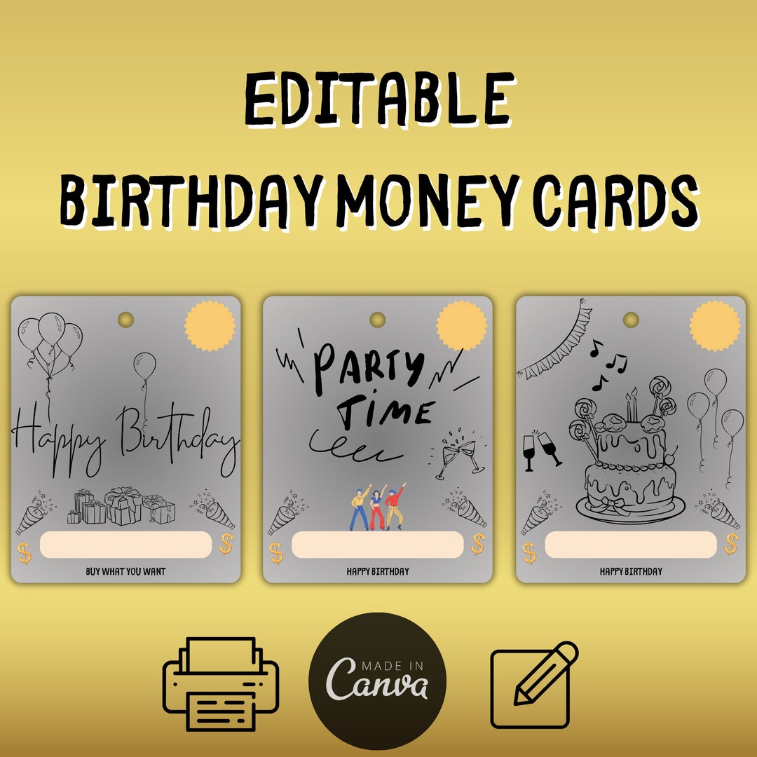 Editable Birthday Money Cards Template | Gift Card Holder PNG - SVG ...