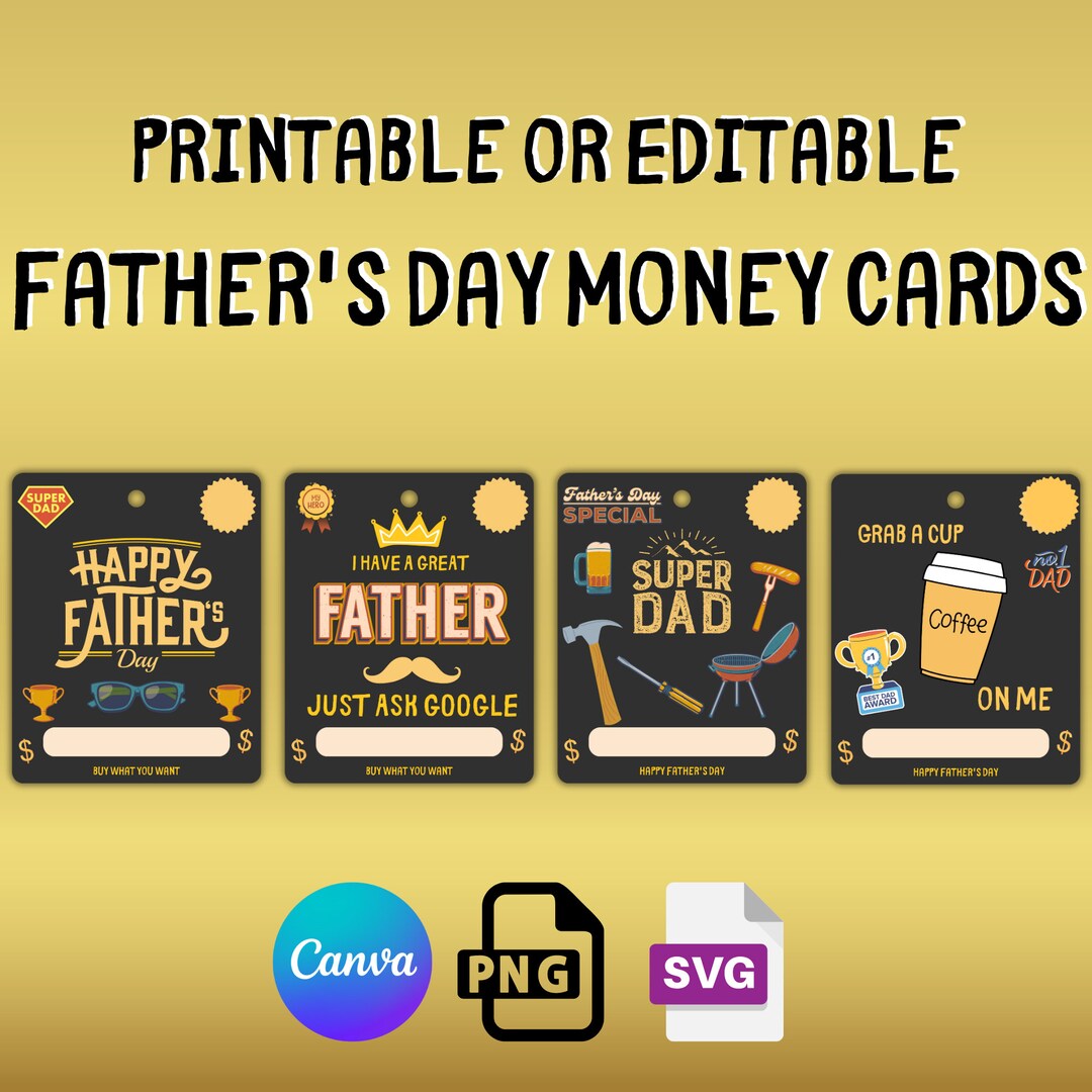 Editable Father's Day Money Card Holder Template Gift Cards for DAD PNG ...