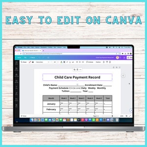 Editable Child Care Payment Record | Easy to Edit on Canva | Home ...