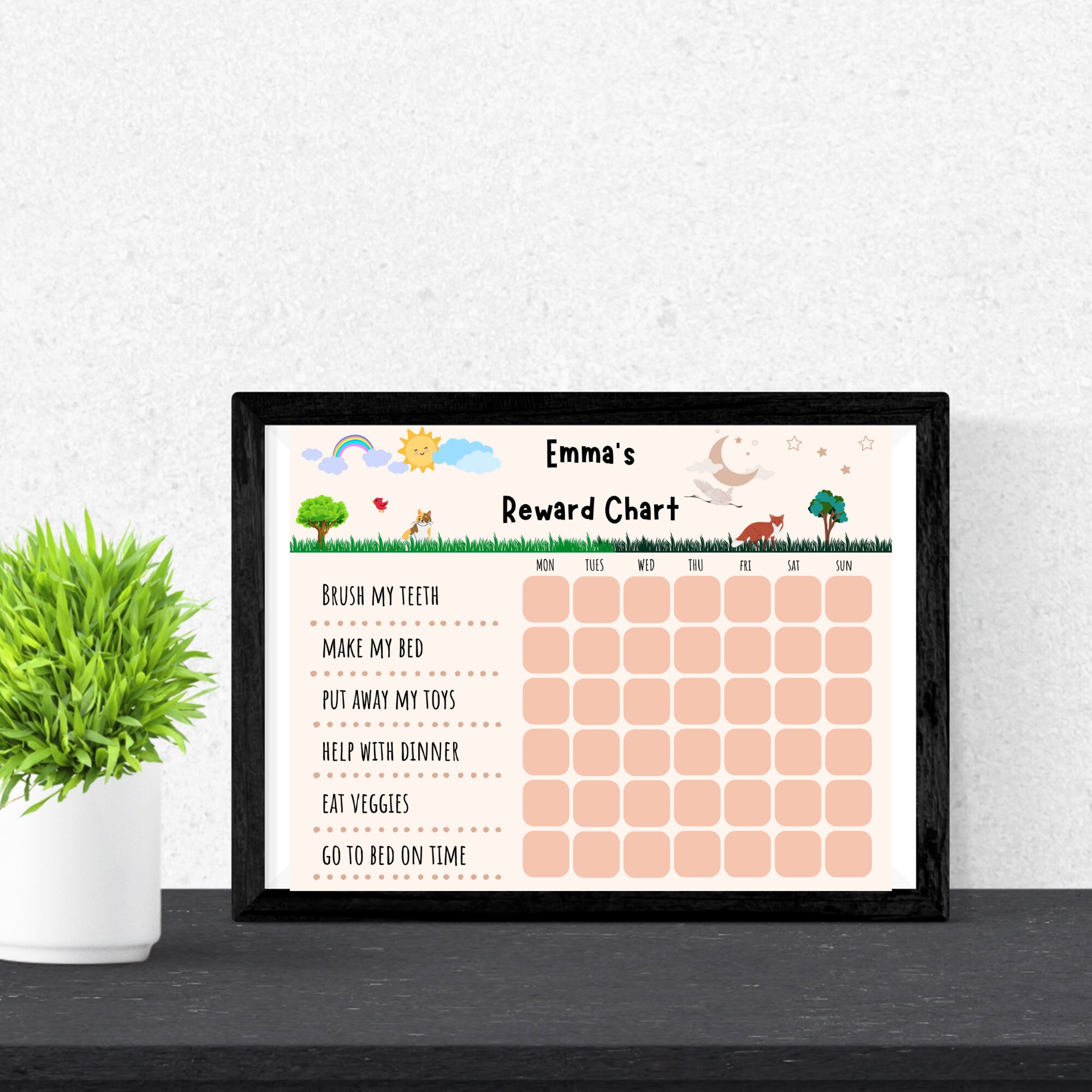 Editable Reward Chart Template Day & Night 2 Designs Bundle - Etsy