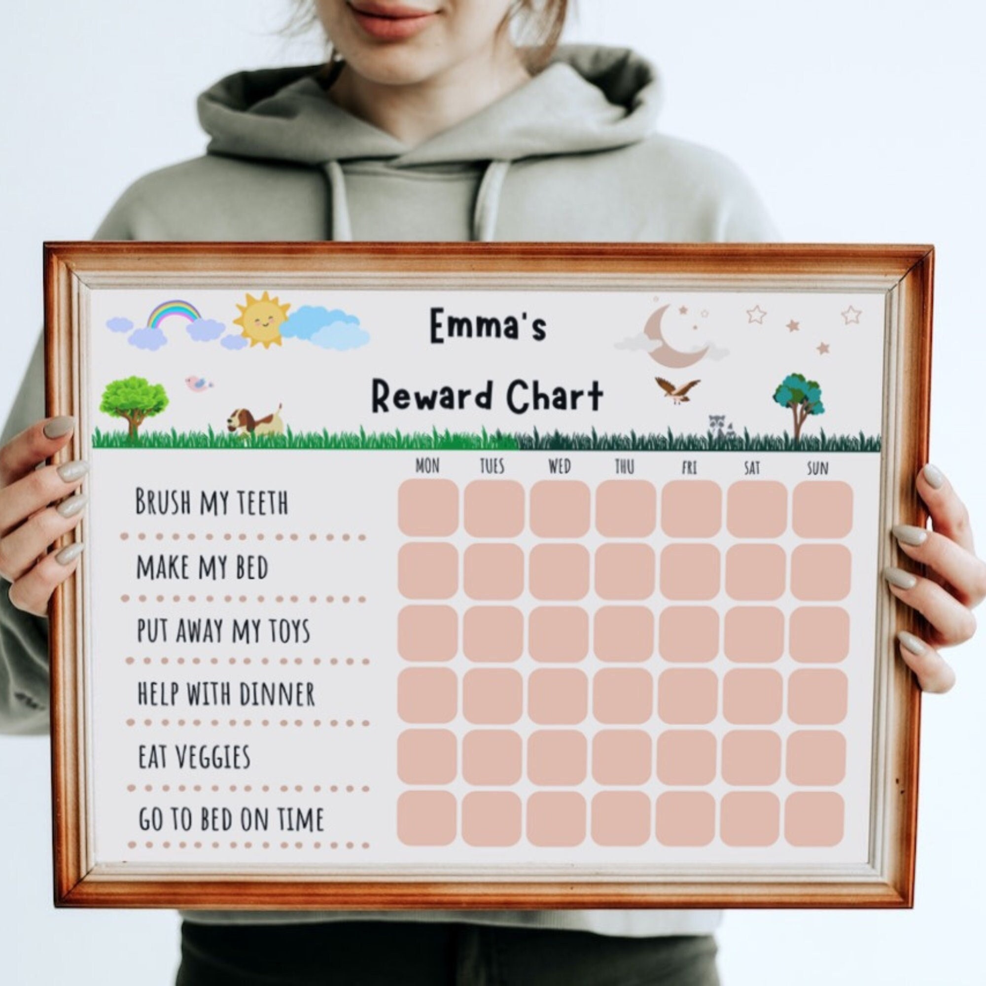 Editable Reward Chart Template Day & Night 2 Designs Bundle - Etsy