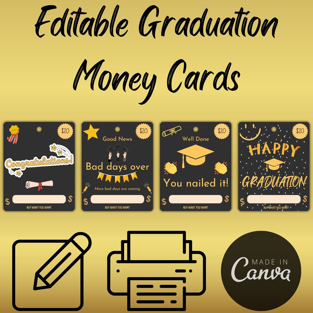 Editable Graduation Money Cards Card Holder Templates 4 - Etsy