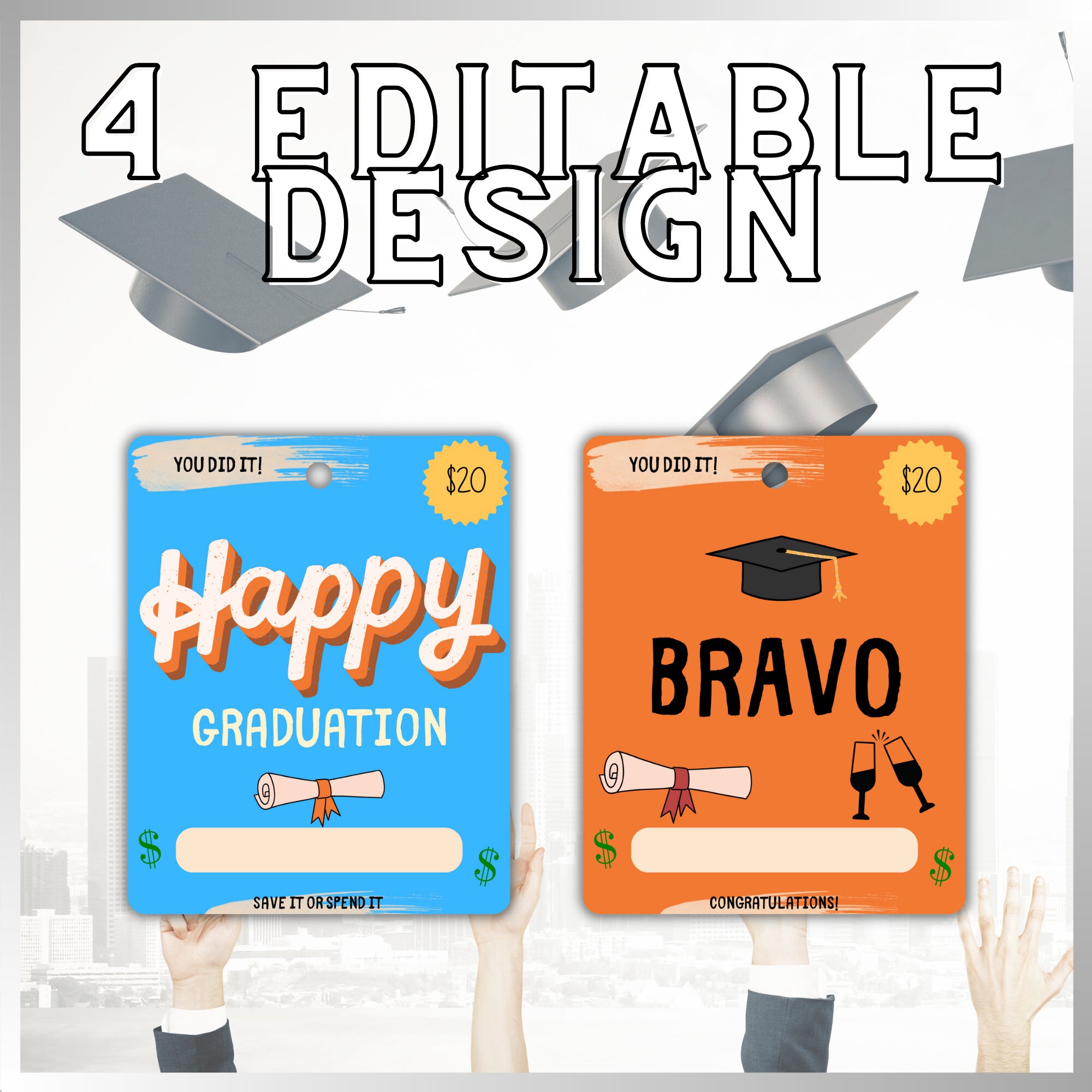 Editable Graduation Money Card Holders Gift Idea Collage - Etsy