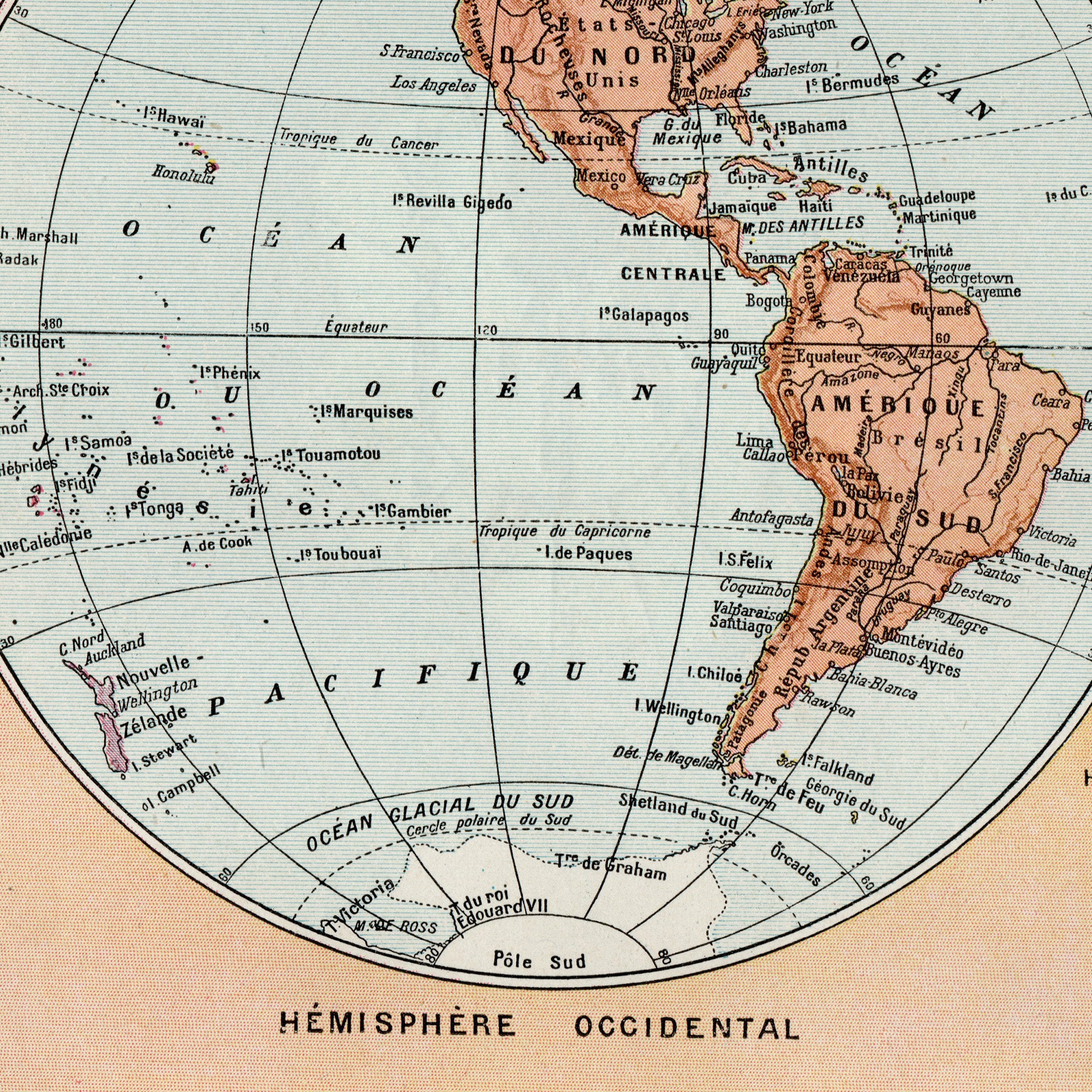 1922 World Map Antique Planisphere Vintage Larousse Original Print Mapa ...