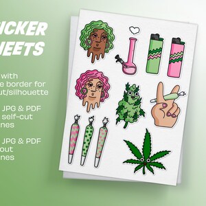 Printable Funny Cannabis Sticker Bundle - Weed Sticker Sheet - Digital ...