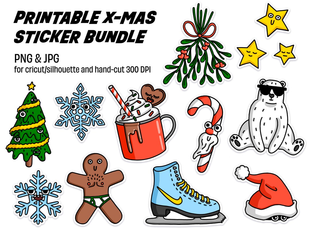 Printable Funny Christmas Sticker Bundle - Sticker Sheet - Digital ...