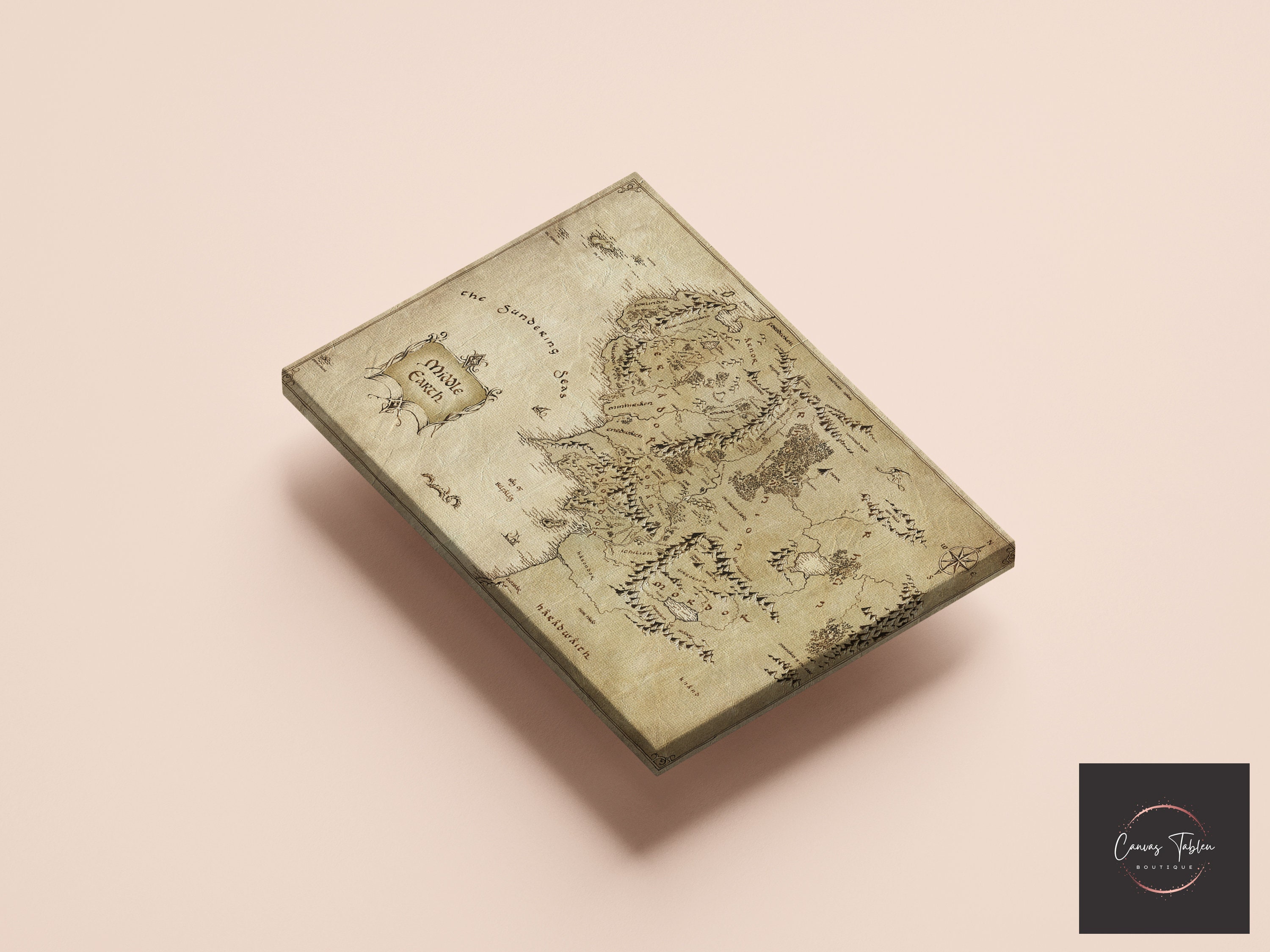 LOTR Map, Famous Movie Map Canvas, Sauron Print, Gandalf, Frodo Baggins ...