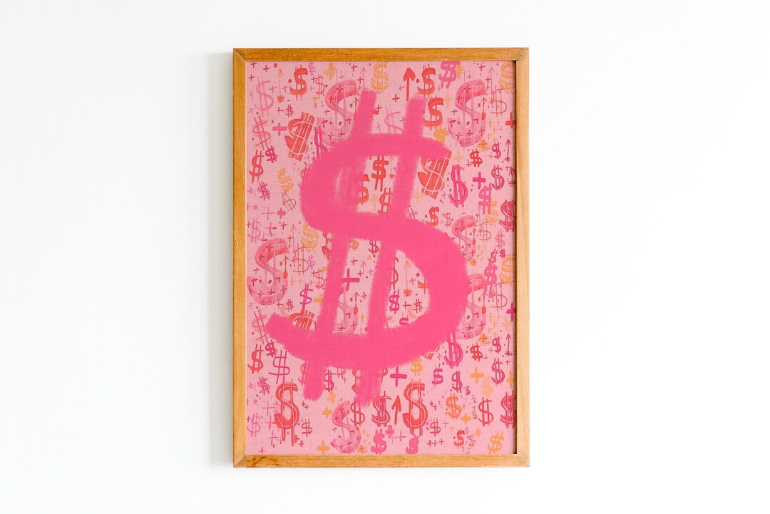 Pink Poster Dollar, Dollar Poster, Colourful Poster, Letter Poster ...