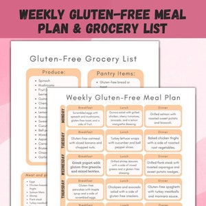 Weekly Gluten Free Meal Plan & Grocery List Printable, Shopping List ...