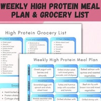 Weekly Low Fat Meal Plan & Grocery List Printable, Shopping List ...